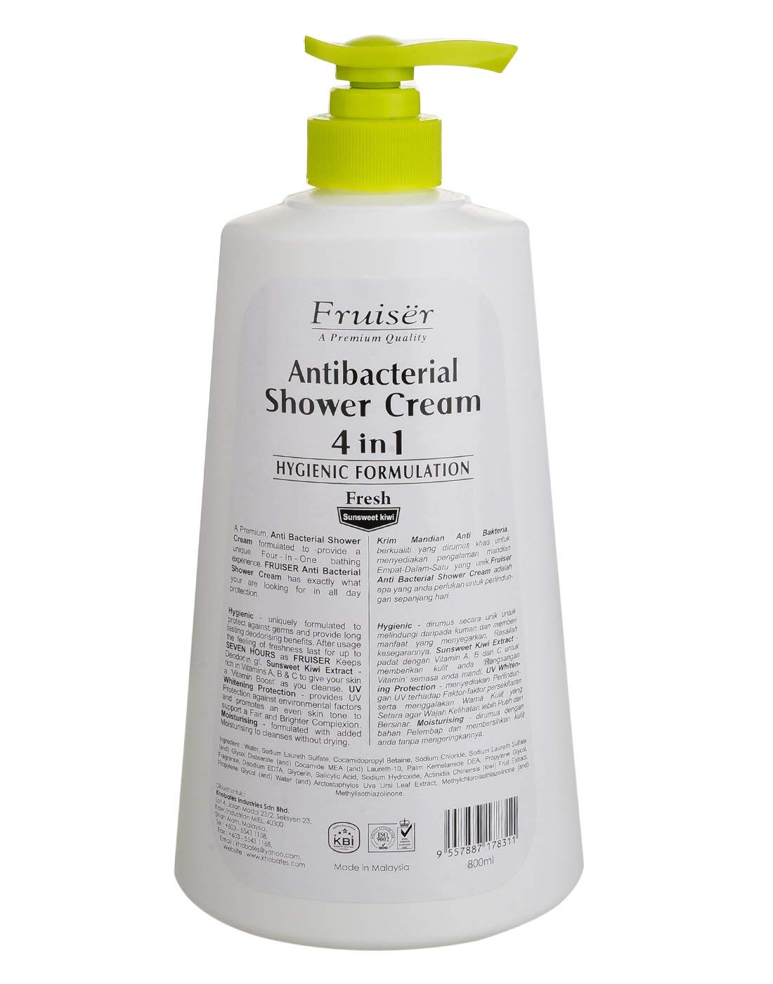 Fruiser Antibacterial Shower Cream, Fresh Sunsweet Kiwi, 800 ml — Amaco ...